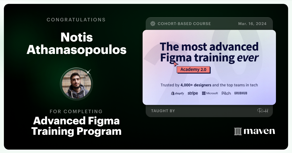Certificate of Completion for Advanced Figma Training Program