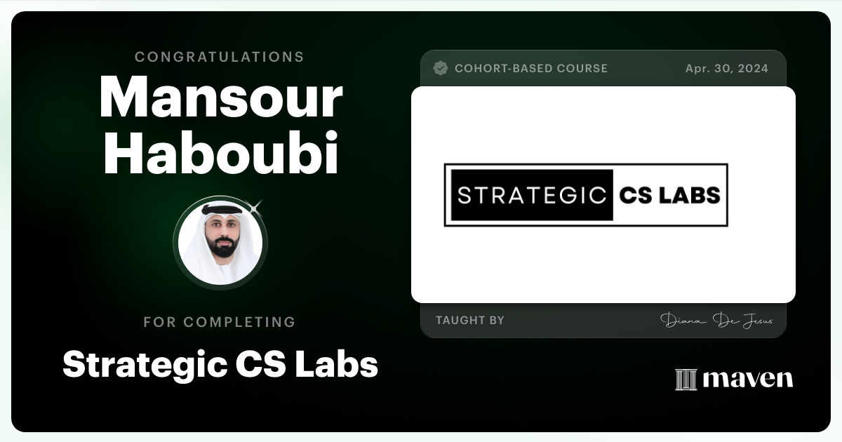 Certificate of Completion for Strategic CS Labs