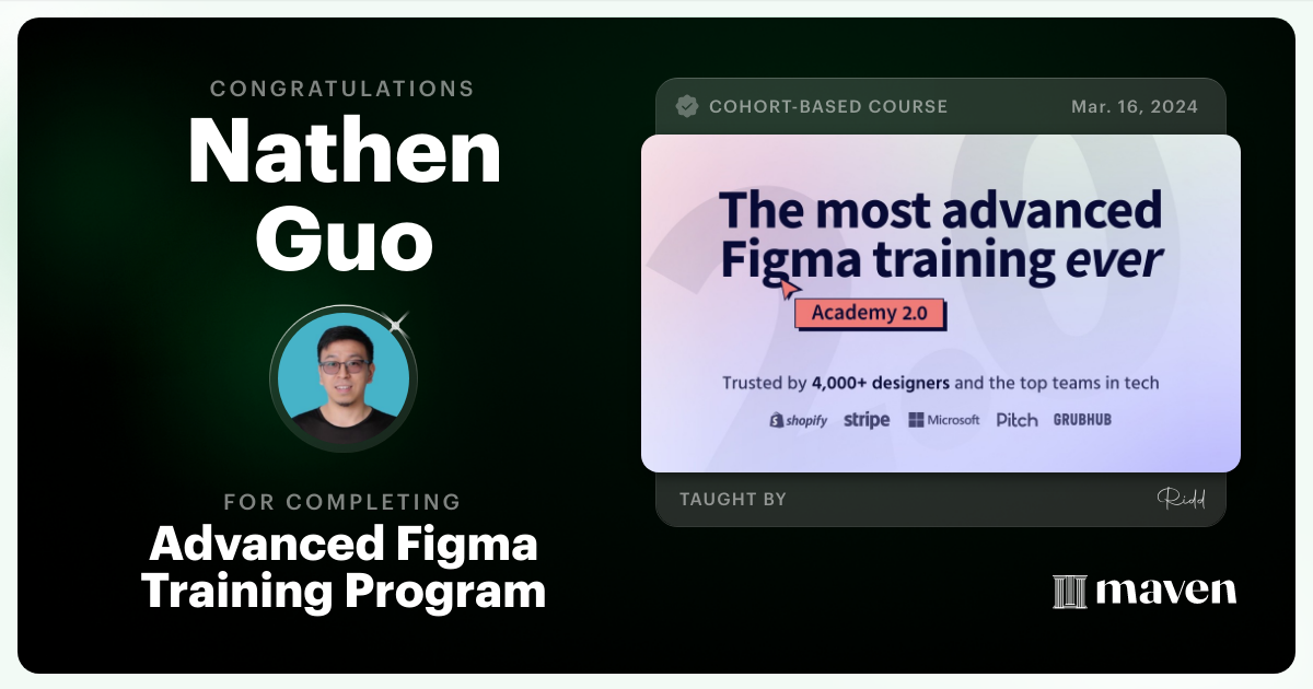 Certificate of Completion for Advanced Figma Training Program