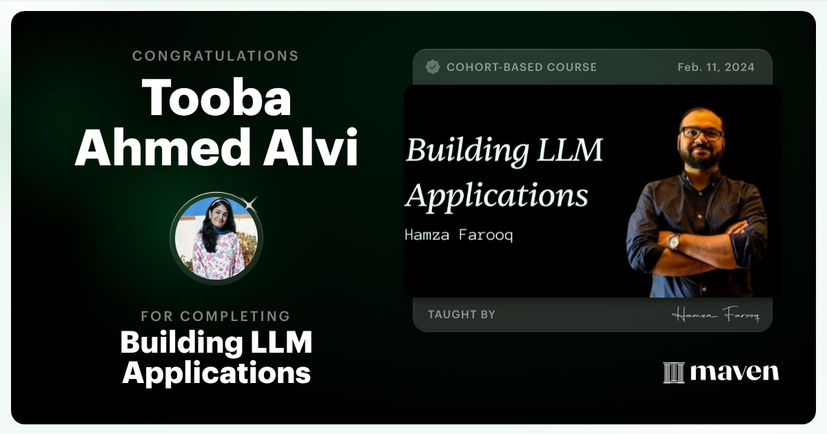 Certificate of Completion for Building LLM Applications