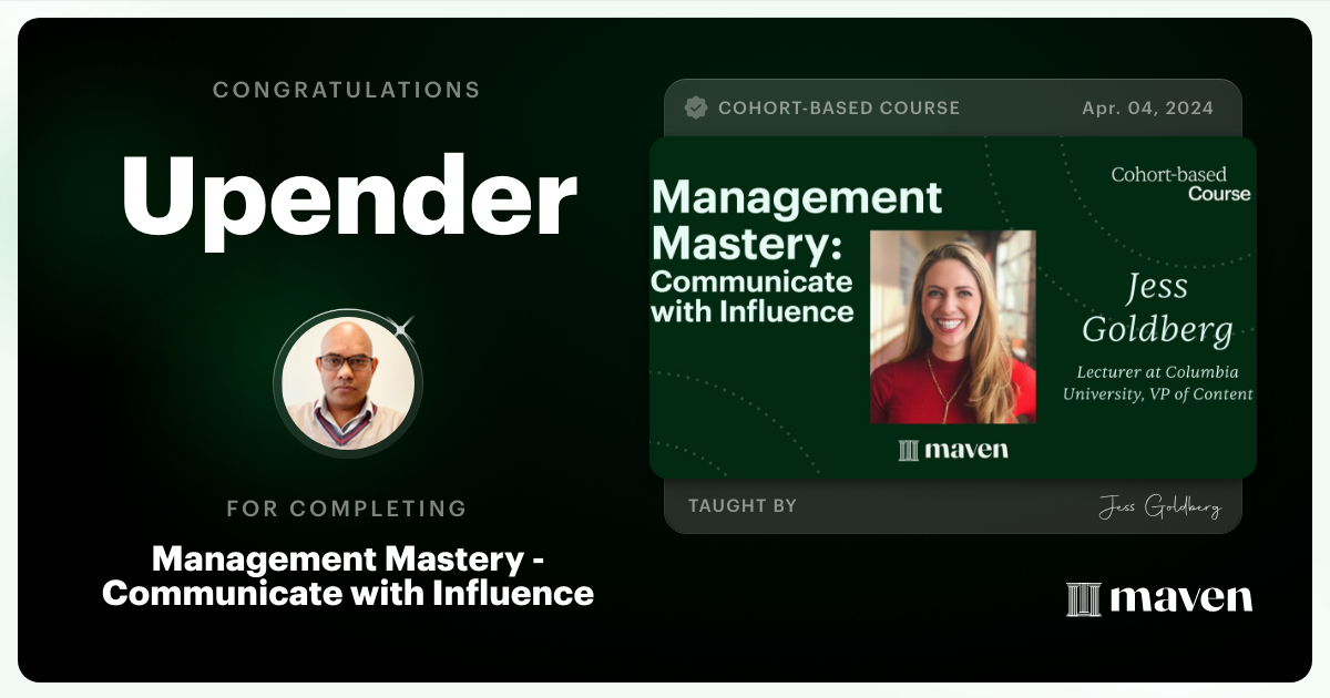 Certificate of Completion for Management Mastery - Communicate with ...