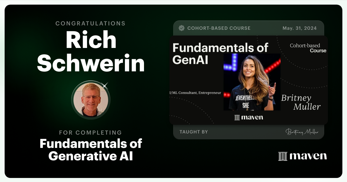 Certificate of Completion for Fundamentals of Generative AI