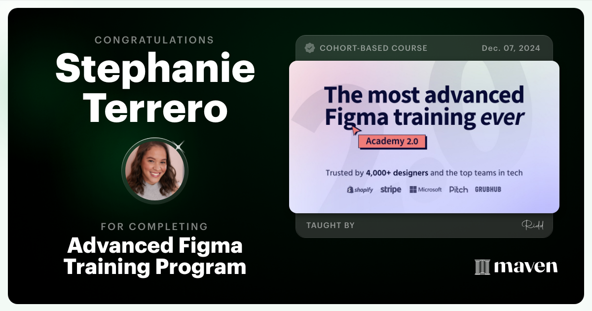 Certificate of Completion for Advanced Figma Training Program