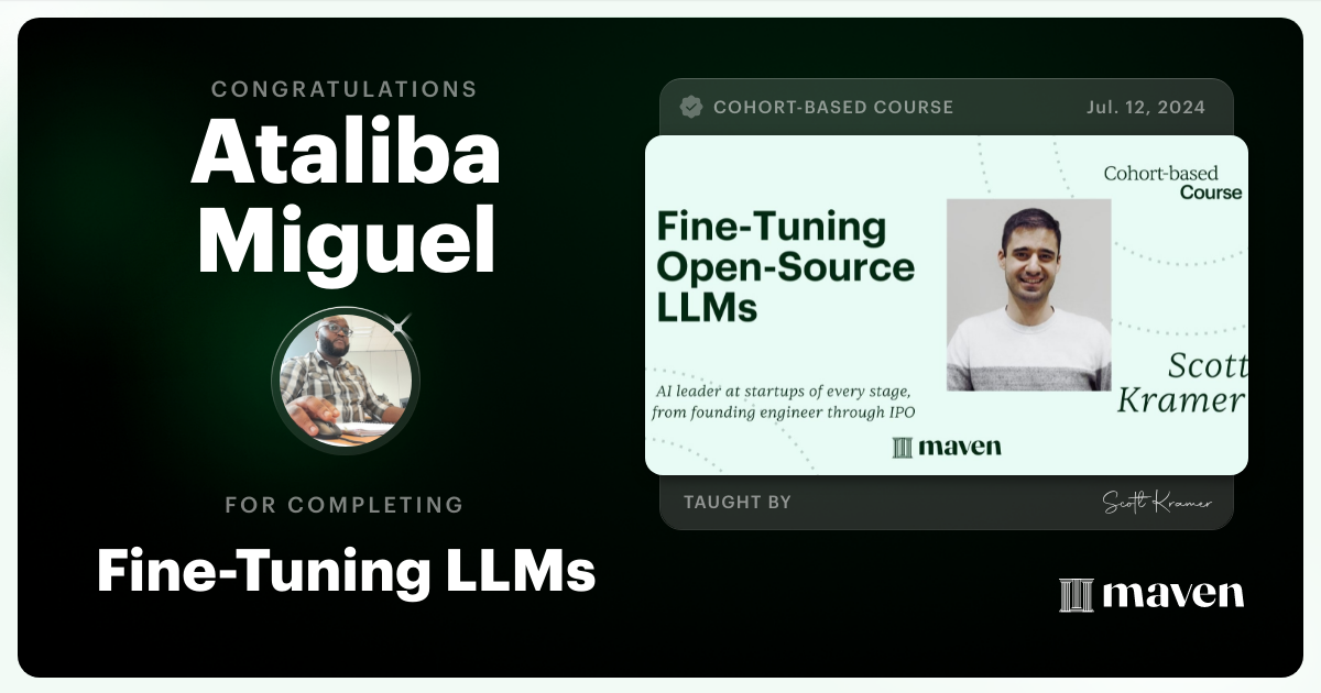 Certificate of Completion for Fine-Tuning LLMs