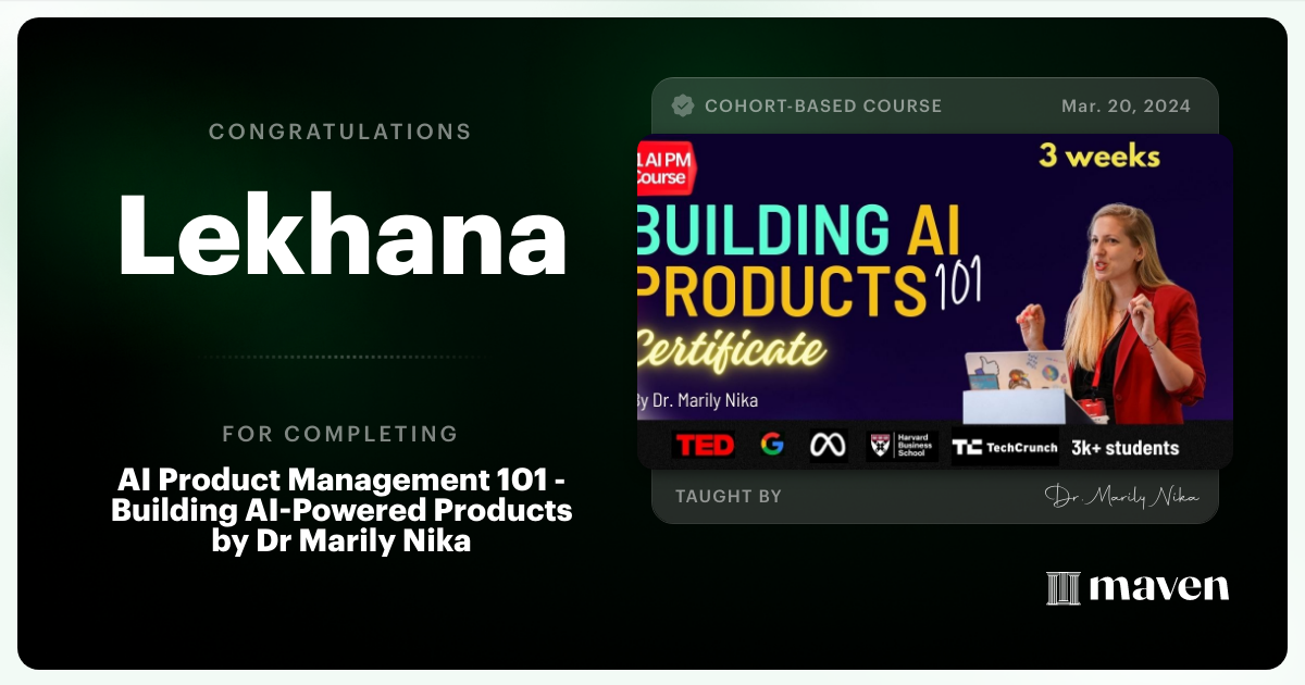 Certificate of Completion for AI Product Management 101 & Certification ...