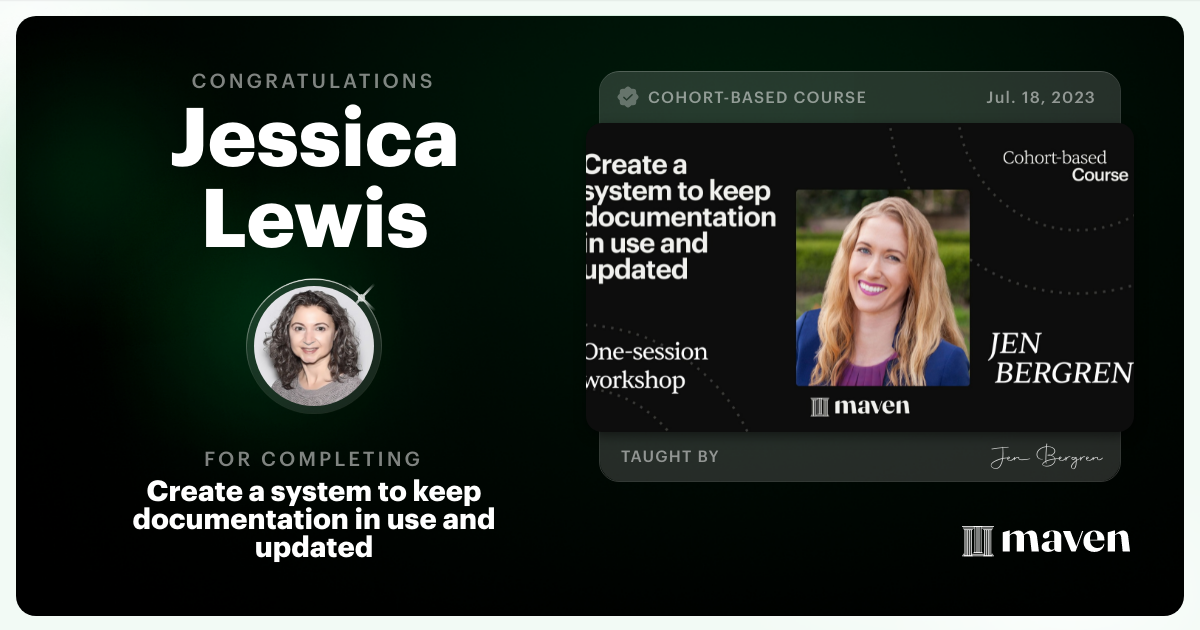 Certificate of Completion for Create a system to keep documentation in ...