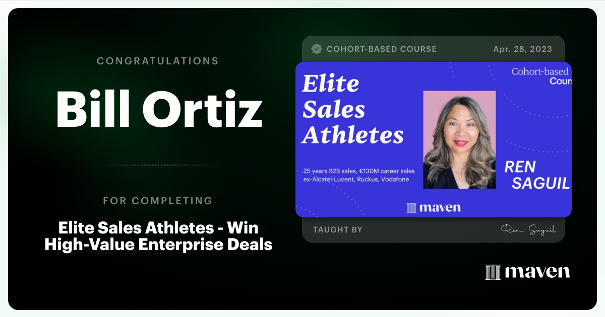 Certificate of Completion for Elite Sales Athletes 'Win High-Value ...