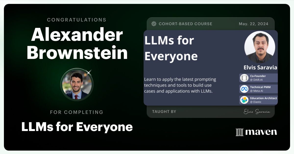 Certificate of Completion for LLMs for Everyone