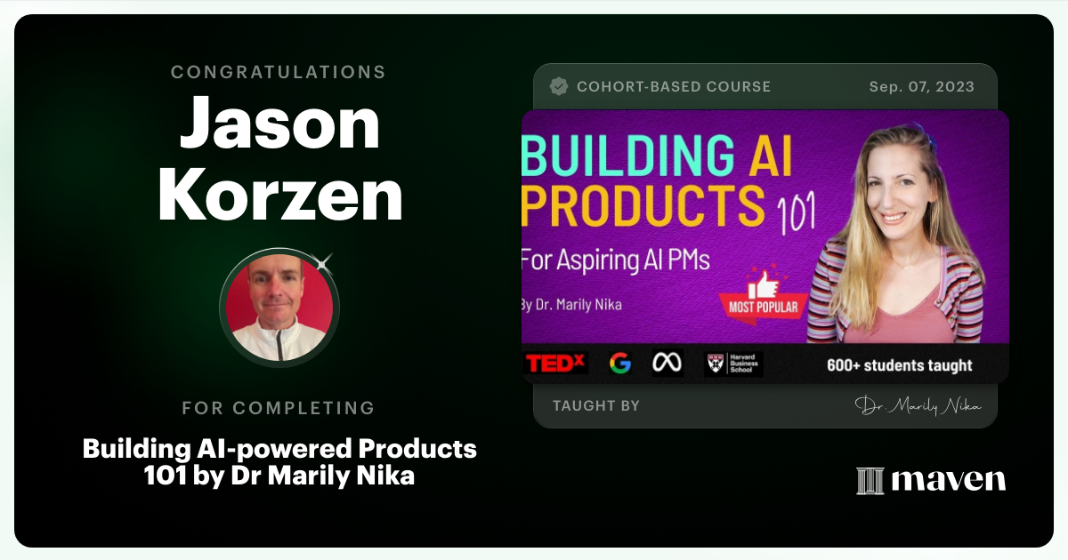 Certificate of Completion for AI Product Management 101 - Learn how to ...